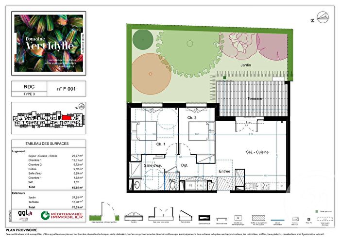 Appartement à vendre - Narbonne, Egassieral - 3 pièces - 2 chambres