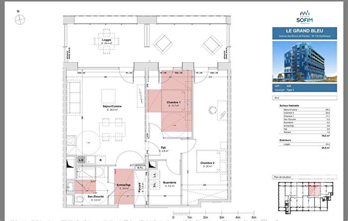 Appartement à vendre - Dunkerque, La Victoire, Le Grand Large - 3 pièces - 2 chambres