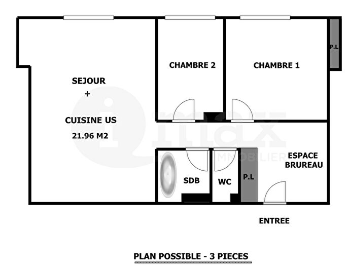 Appartement à vendre - Levallois-Perret, Eiffel - 3 pièces - 2 chambres