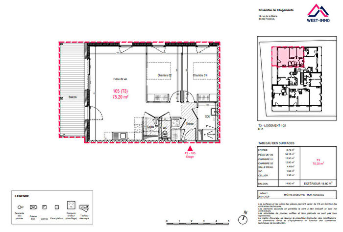 Appartement 3 pièces à Nozay, à vendre