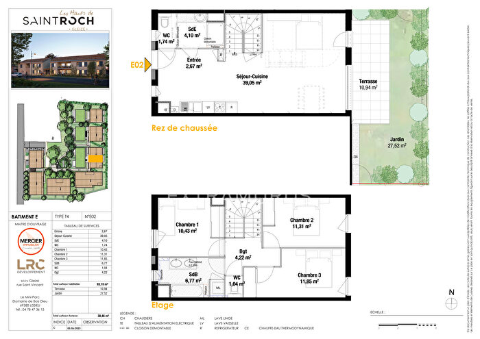 Appartement à vendre - Gleizé - 4 pièces - 3 chambres