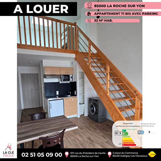 Appartement à louer - La Roche-sur-Yon, Pyramides, Jean-Yole - 1 pièce