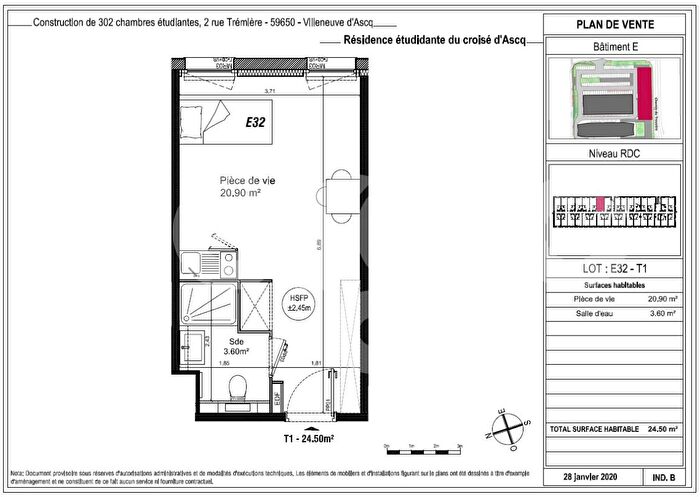 Appartement 1 pièce à louer à Villeneuve-dAscq, Résidence Triolo