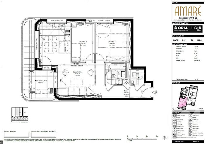 Appartement à vendre - Dunkerque, La Victoire, Le Grand Large - 3 pièces - 2 chambres