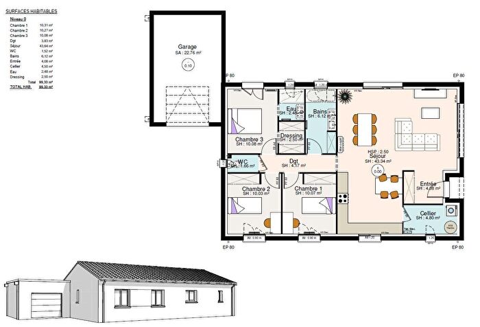 Maison à vendre - Plaisance-du-Touch, La Beguère, Monestié, La Casse, Geure, Nebout - 4 pièces - 3 chambres