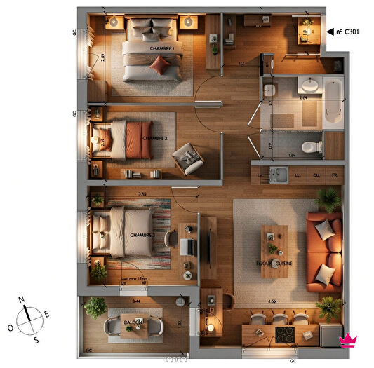 Appartement à vendre - Ugine - 4 pièces - 3 chambres