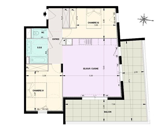 Appartement à vendre - Le Cannet, Bas Cannet - 3 pièces