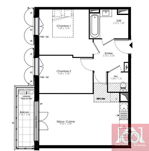Appartement à vendre - Villeneuve-Saint-Georges, Triage - 3 pièces - 2 chambres