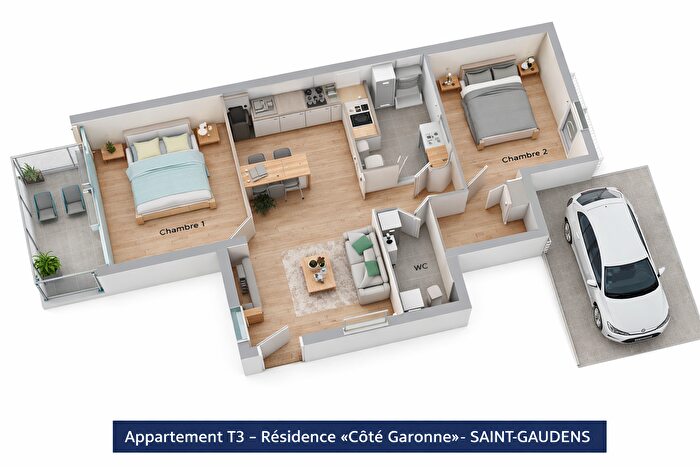 Appartement à vendre - Saint-Gaudens - 3 pièces - 2 chambres
