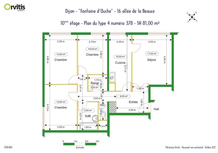 Dijon, Fontaine d'Ouche - Appartement 4 pièces à louer