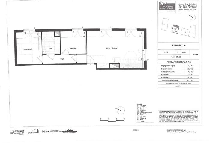 Appartement 3 pièces à Asnières-sur-Seine, Gresillons, Voltaire, à louer