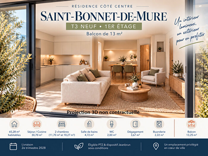 Saint-Bonnet-de-Mure : Appartement 3 pièces à vendre