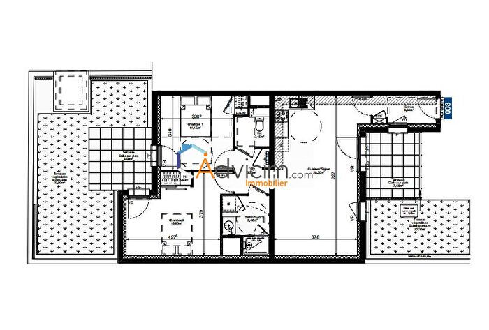 Appartement à vendre - Orléans - 3 pièces - 2 chambres