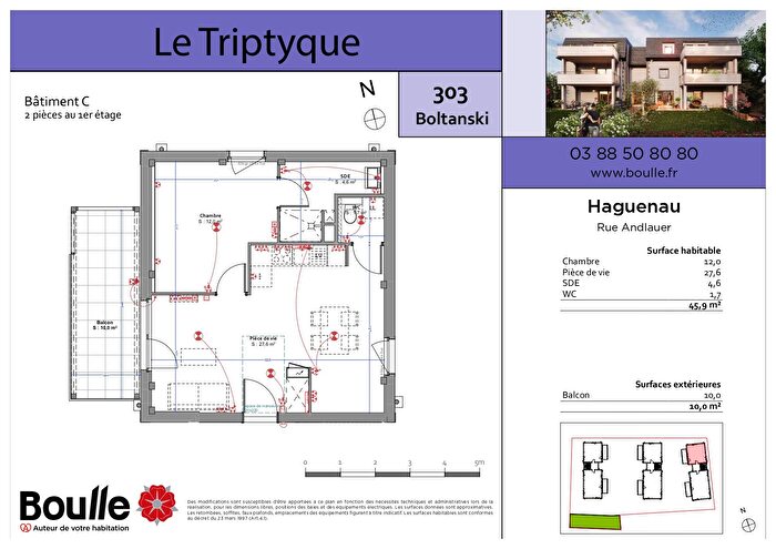 Appartement à louer - Haguenau - 2 pièces - 1 chambre
