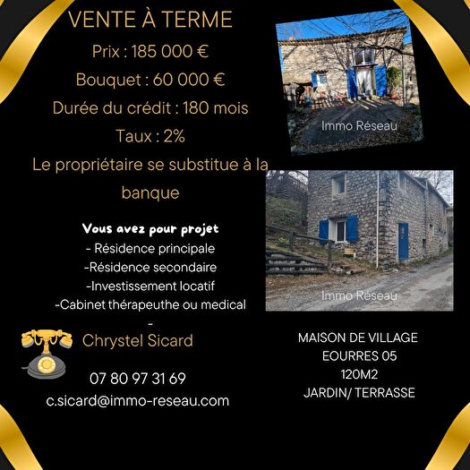 Éourres - Maison 4 pièces à vendre