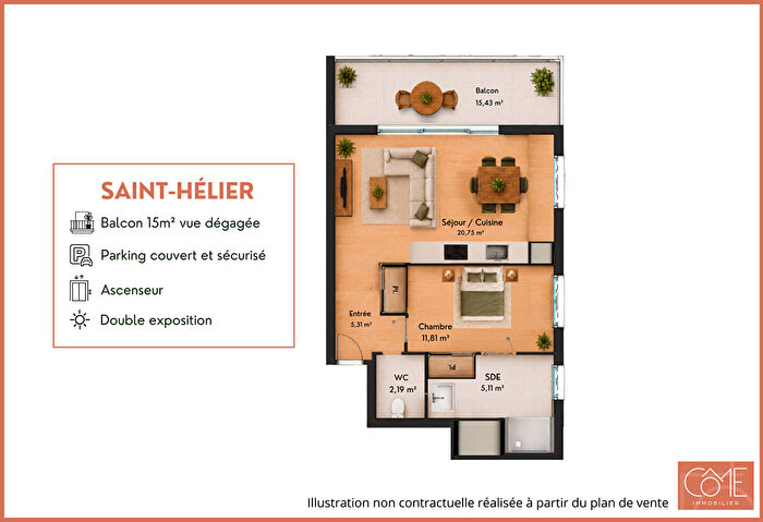 Quartiers Sud-Est, Cimetière de l'Est - Appartement 2 pièces à vendre