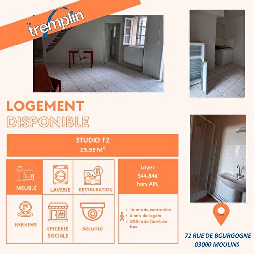 Appartement 1 pièce à Moulins, à louer