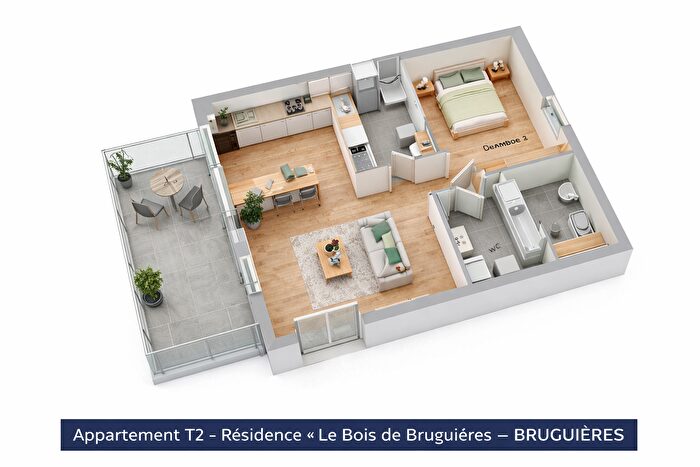 Appartement à vendre - Bruguières - 2 pièces - 1 chambre