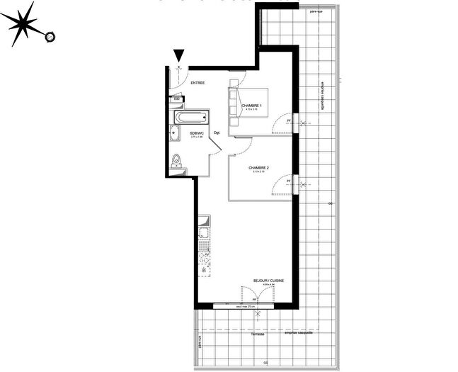 Appartement à vendre - Avrillé, Centre-ville, Ternière - 3 pièces - 2 chambres