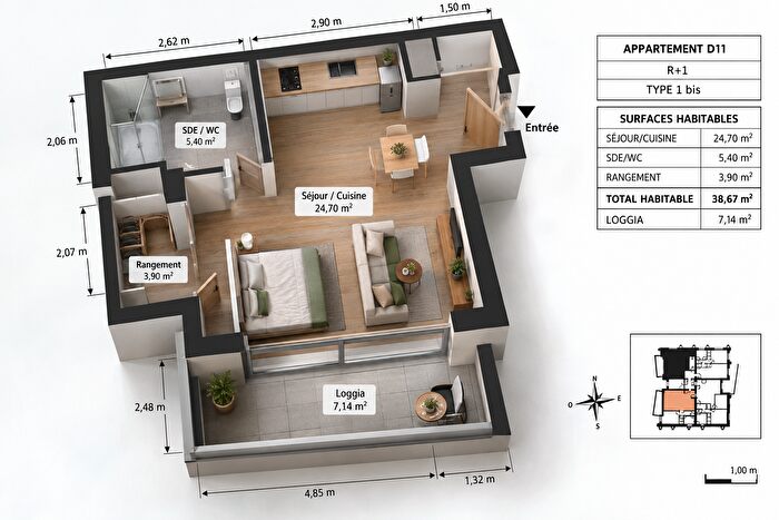 Colomiers, Centre-ville : Appartement 1 pièce à vendre