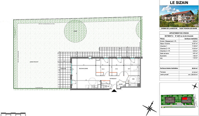 Appartement à vendre - Thonon-les-Bains, Est - 4 pièces - 3 chambres