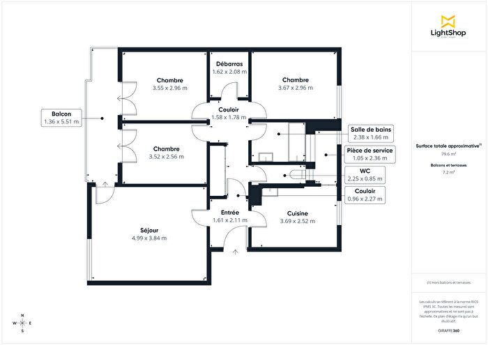 Appartement à vendre - Brétigny-sur-Orge, Centre-ville - 4 pièces - 3 chambres