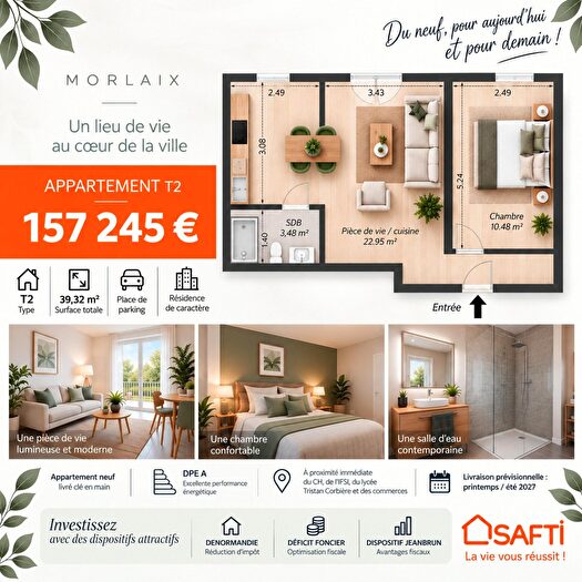 Appartement 2 pièces à Morlaix, Vétéry, Kernegues, à vendre
