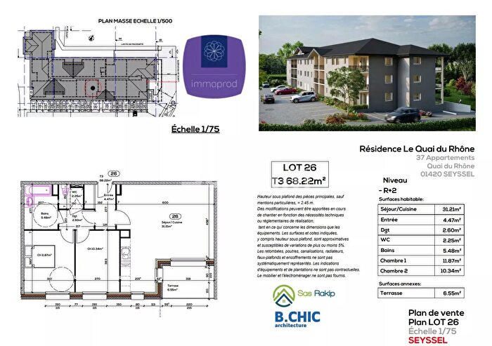 Appartement à vendre - Seyssel - 3 pièces - 2 chambres