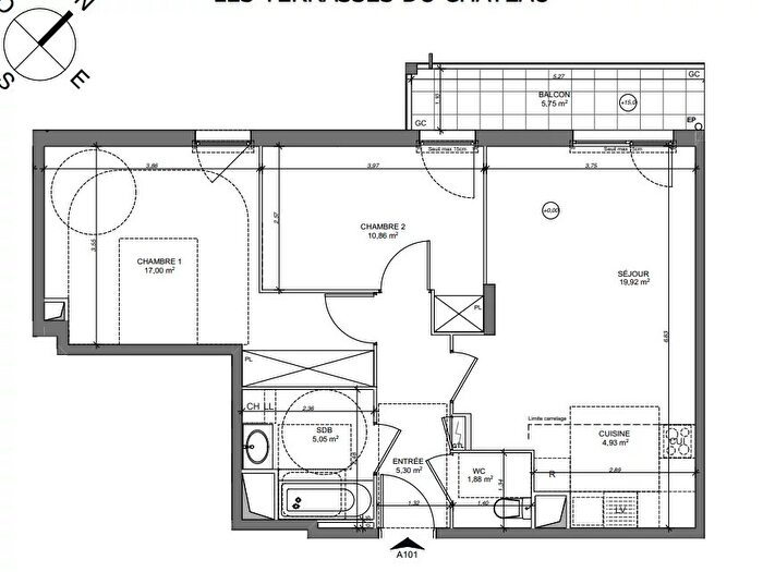 Appartement à vendre - Le Mesnil-le-Roi - 3 pièces - 2 chambres