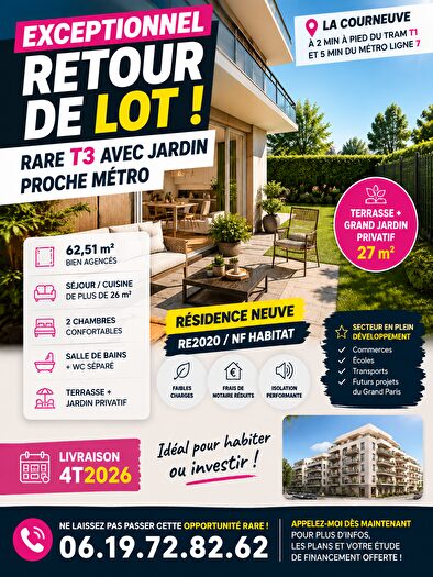 Maison 3 pièces à vendre - La Courneuve, Quatre-Routes, Rateau