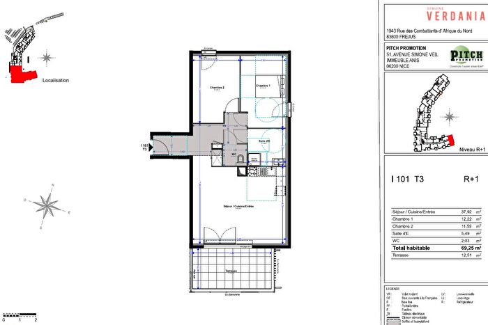 Appartement à louer - Reyran, Fréjus - 3 pièces - 2 chambres