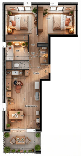 Appartement à vendre - Challes-les-Eaux - 3 pièces - 2 chambres