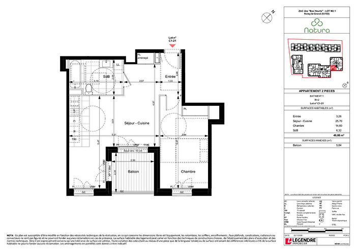 Appartement à vendre - Noisy-le-Grand, Centre-ville - 2 pièces - 1 chambre