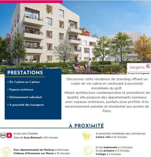 Sud, Ormesson-sur-Marne : Appartement 4 pièces à louer