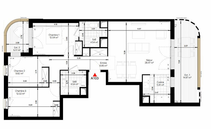 Appartement à vendre - Châtillon, Conservatoire - 4 pièces - 3 chambres