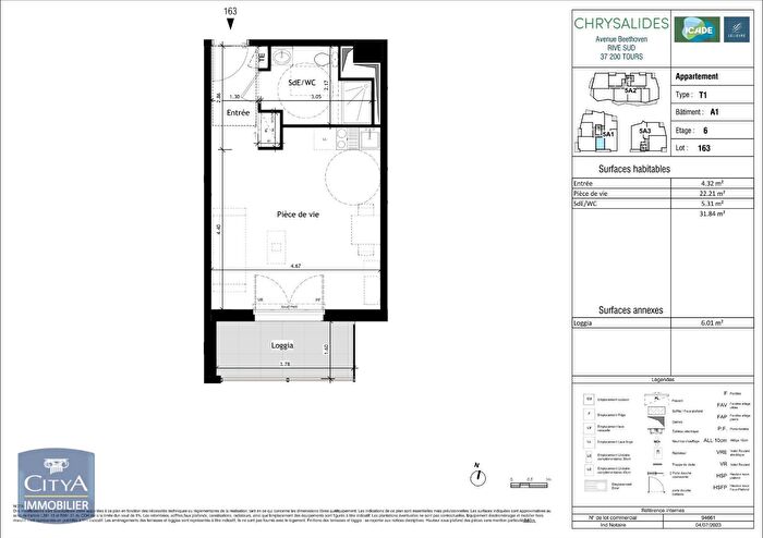 Appartement à louer - Tours, Lac - 1 pièce