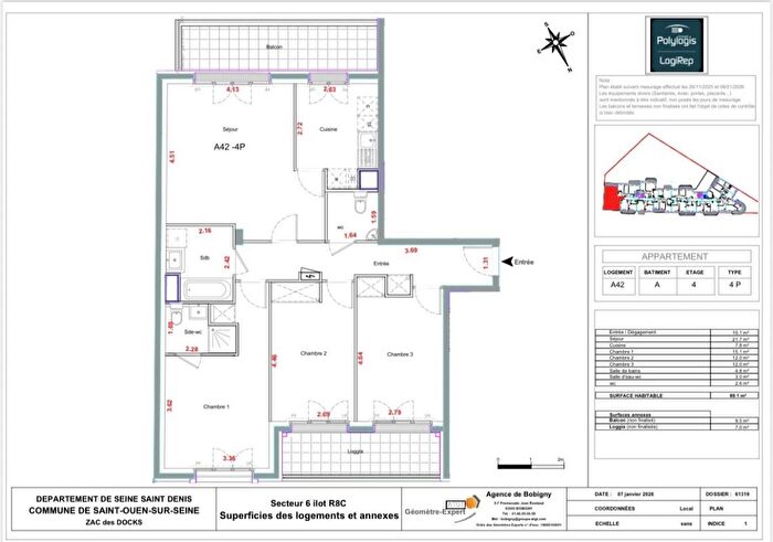 Saint-Ouen, Victor Hugo, Les Docks : Appartement 5 pièces à louer
