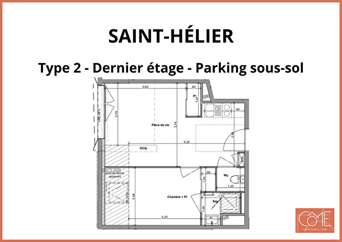 Appartement à vendre - Quartiers Sud-Est, Cimetière de lEst - 2 pièces - 1 chambre