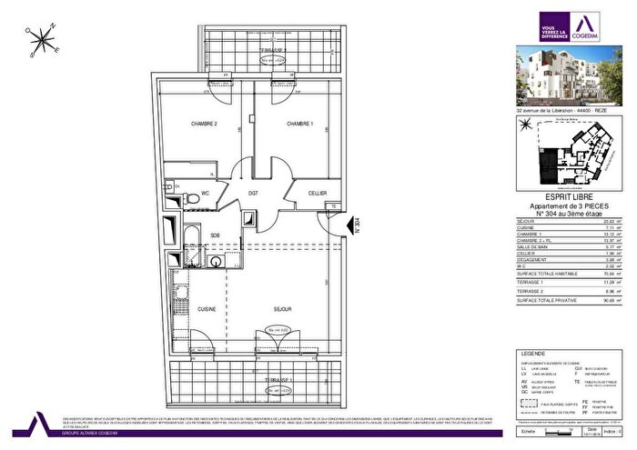 Rezé, Pont Rousseau : Appartement 3 pièces à louer