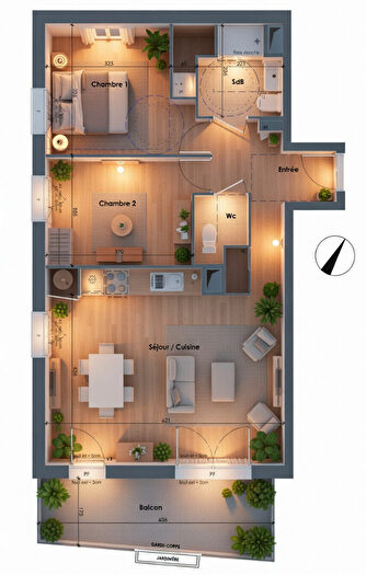 Appartement à vendre - Claix - 3 pièces - 2 chambres