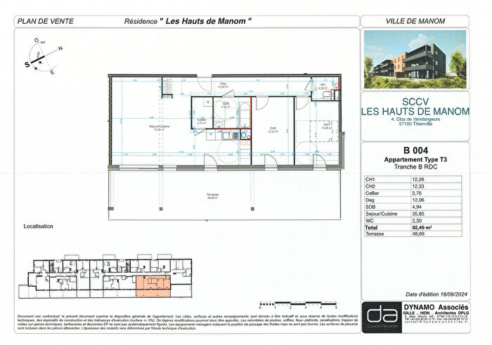 Appartement à vendre - Manom - 3 pièces - 2 chambres