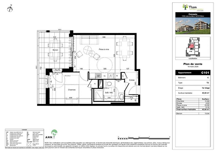 Appartement à vendre - Thorens-Glières - 2 pièces - 1 chambre