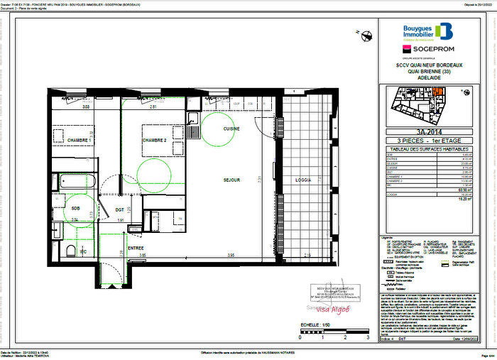 Appartement à louer - Bordeaux, Gare Saint-Jean - 3 pièces - 2 chambres