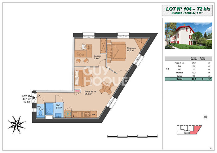 Appartement à vendre - Lyon e , Monchat - 2 pièces - 1 chambre