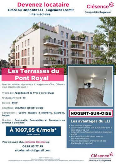 Nogent-sur-Oise - Appartement 3 pièces à louer