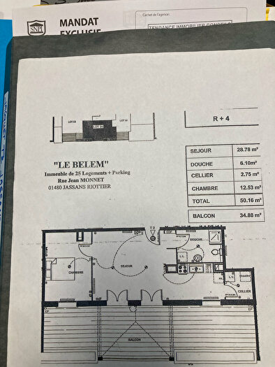 Appartement à louer - Jassans-Riottier - 2 pièces - 1 chambre