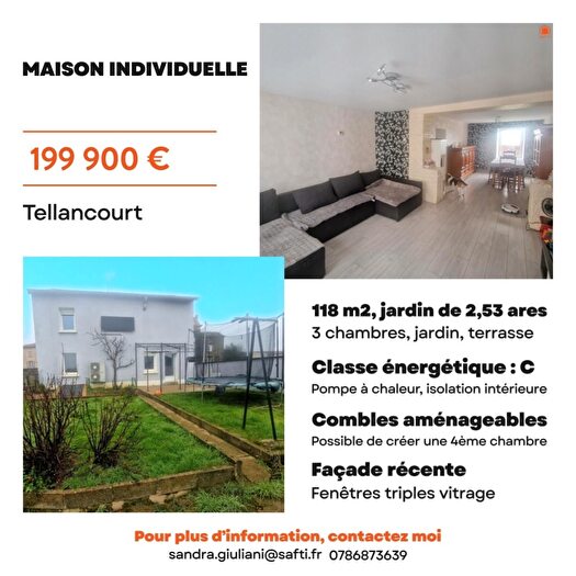 Maison à vendre - Tellancourt - 6 pièces - 3 chambres