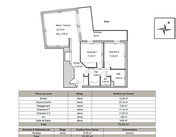 Appartement à vendre - Arcueil, Laplace - 3 pièces - 2 chambres