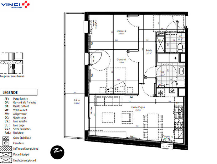 Tourcoing, Centre-ville : Appartement 3 pièces à louer