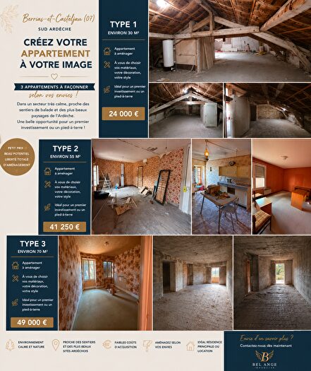 Appartement 1 pièce à Berrias-et-Casteljau, à vendre